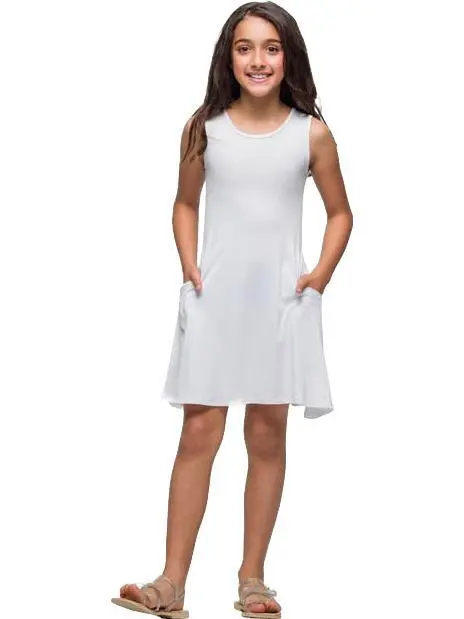 24SEVENKID Sleeveless Pocket Swing Dress - White