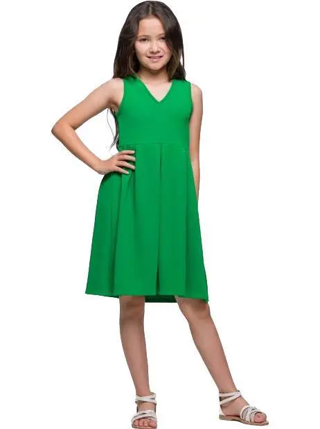 24SEVENKID Sleeveless Pleated Party Dress - Green