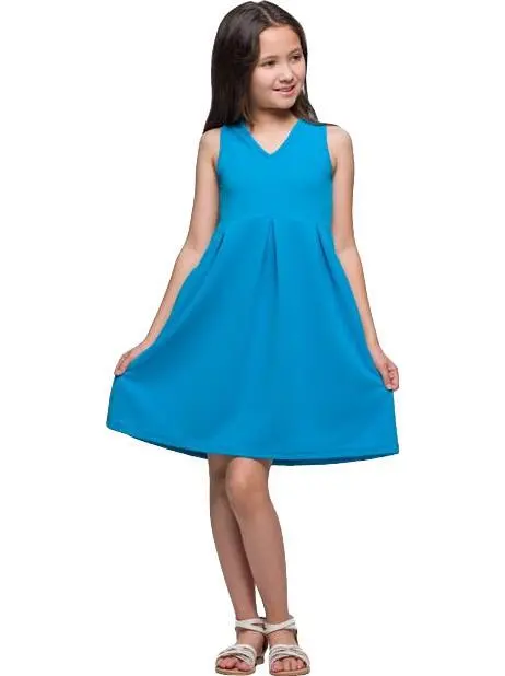 24SEVENKID Sleeveless Pleated Party Dress - Turquoise