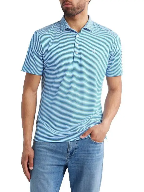 Johnnie-o Dru Stripe Performance Polo - Palisades Blue