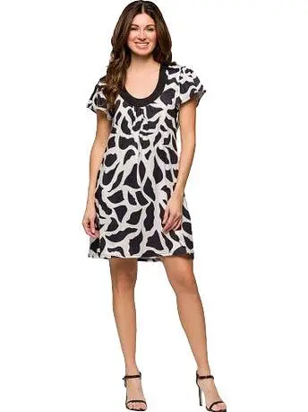 24SEVEN COMFORT APPAREL Printed Maternity Mini Dress - Green Multi