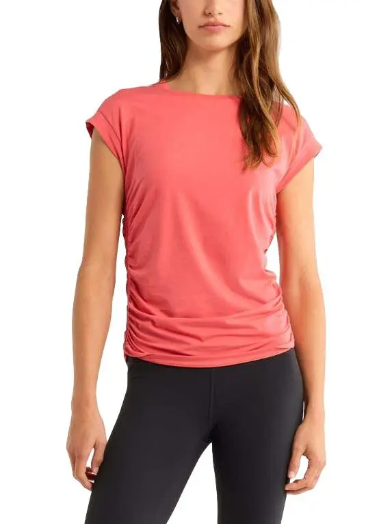Zella Breezy Ruched Top - Coral Sharon