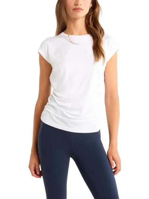 Zella Breezy Ruched Top - White