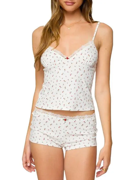 EDIKTED Floral Lace Tank - White
