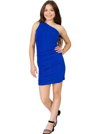 24SEVENKID One Shoulder Mini Dress - Royal