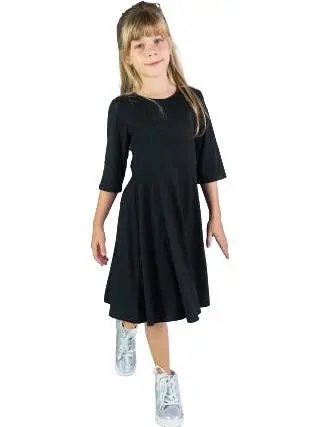 24SEVENKID Knee Length Fit And Flare Dress - Black