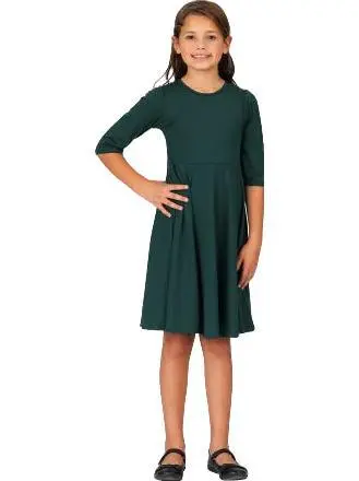 24SEVENKID Knee Length Fit And Flare Dress - Hunter