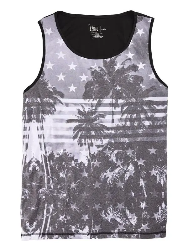 TRUE NATION BY DXL Big & Tall Americana Sleeveless T-shirt - Black