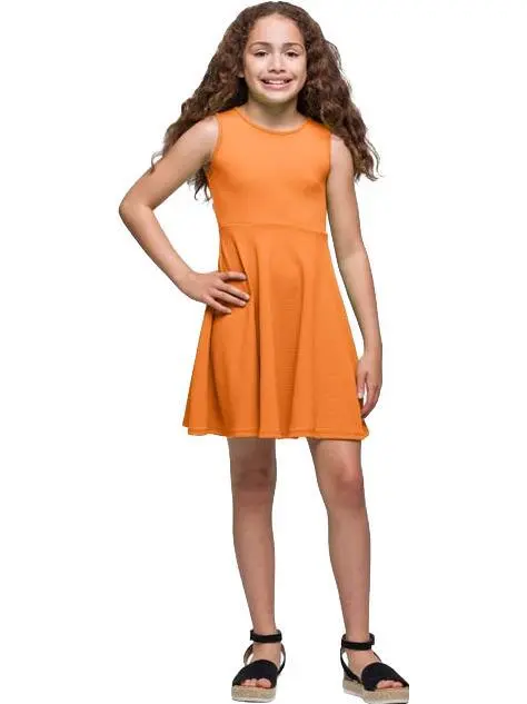 24SEVENKID Sleeveless Fit And Flare Dress - Orange
