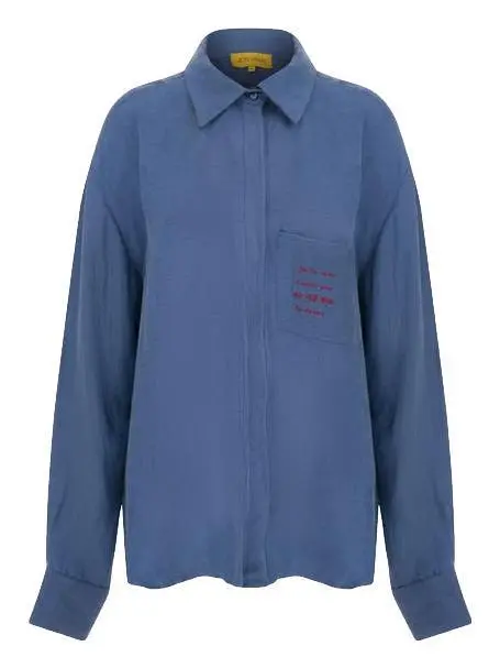 JE TE VEUX Linen Ocean Shirt - Blue