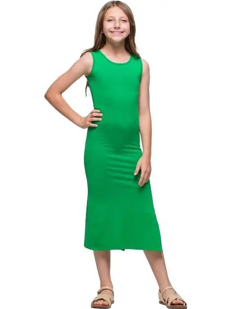 24SEVENKID Side Slit Maxi Dress - Green