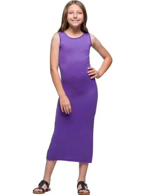 24SEVENKID Side Slit Maxi Dress - Purple