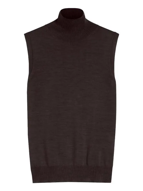 Max Mara Sleeveless Wool Turtleneck - Dark Bown