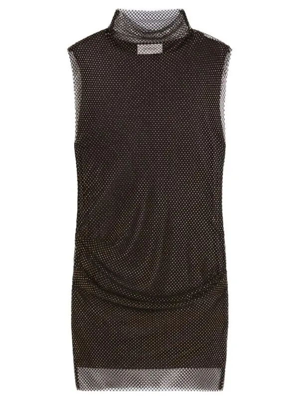 Max Mara Sleeveless Mesh Dress With Rhinestones - Black