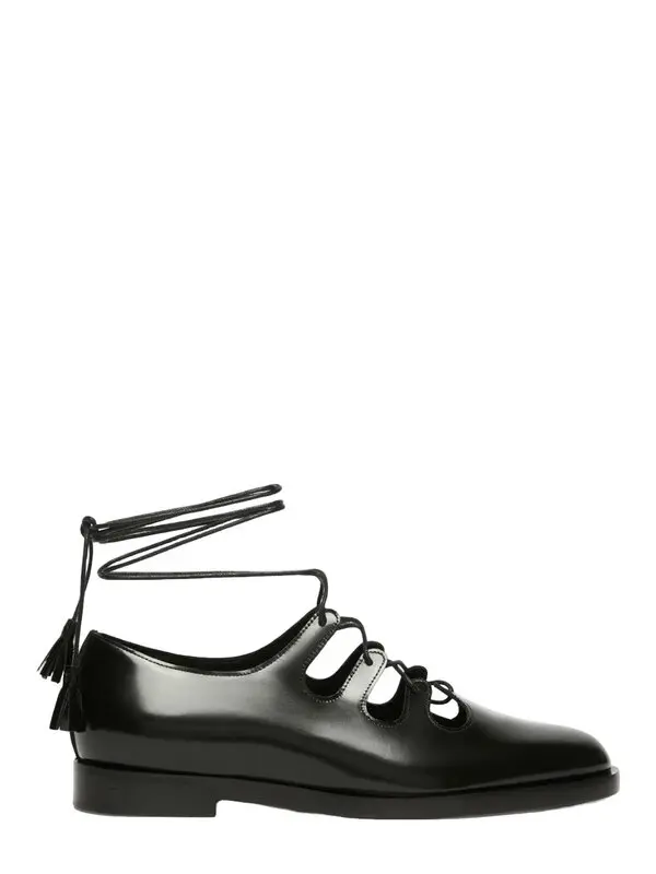 Max Mara Shiny Leather Lace-up Shoes - Black