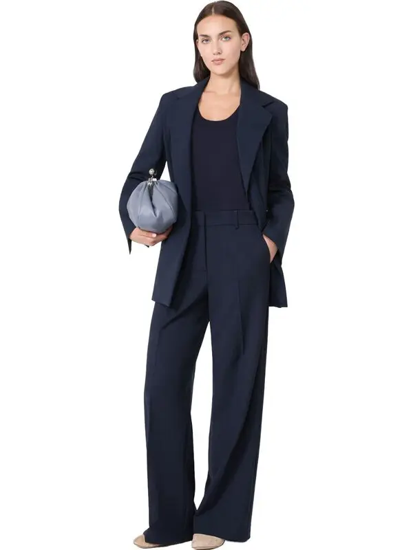 Max Mara Wool Palazzo Trousers - Navy