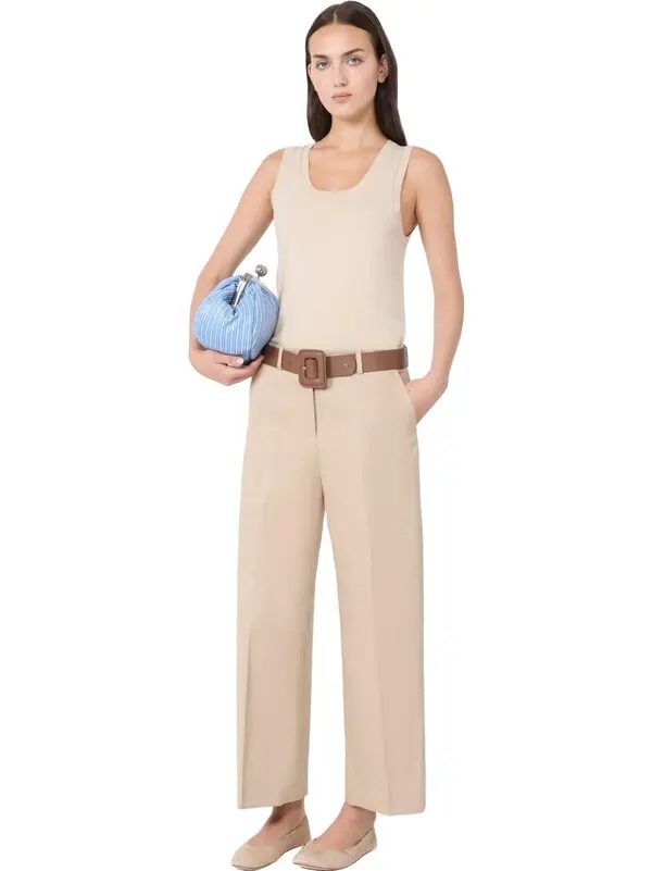 Max Mara Cotton Satin Cropped Trousers - Beige
