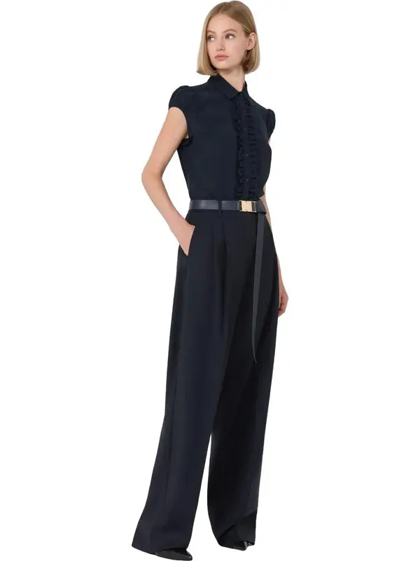 Max Mara Woollen Cloth Trousers - Navy