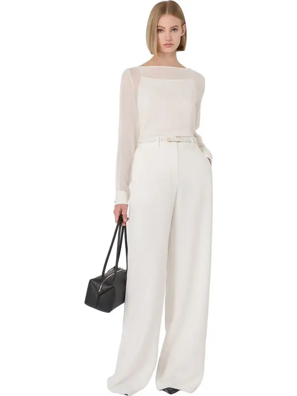 Max Mara Wide Cady Trousers - Ivory