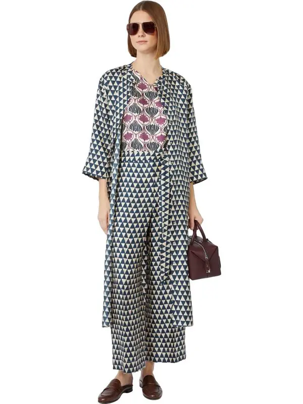 Max Mara Printed Silk Twill Kaftan - Ultramarine