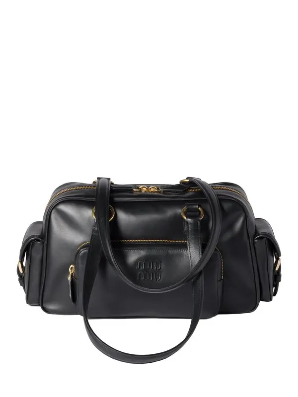 Miu Miu Pocket Nappa Leather Top-handle Bag - Black
