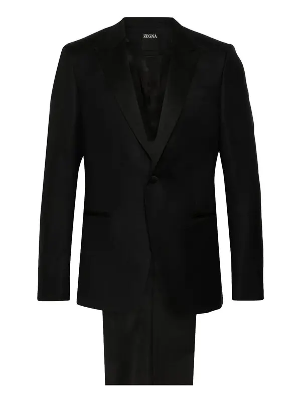 Zegna Single-breasted Wool Suit - Black
