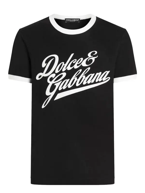 Dolce & Gabbana Cotton T-shirt With Flocked Print - Black