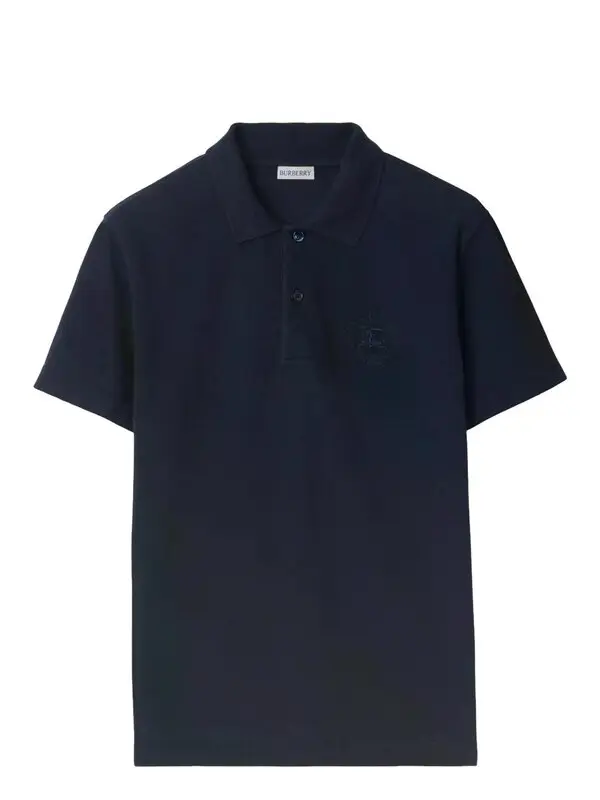 Burberry Edk-embroidered Cotton Polo Shirt - Blue