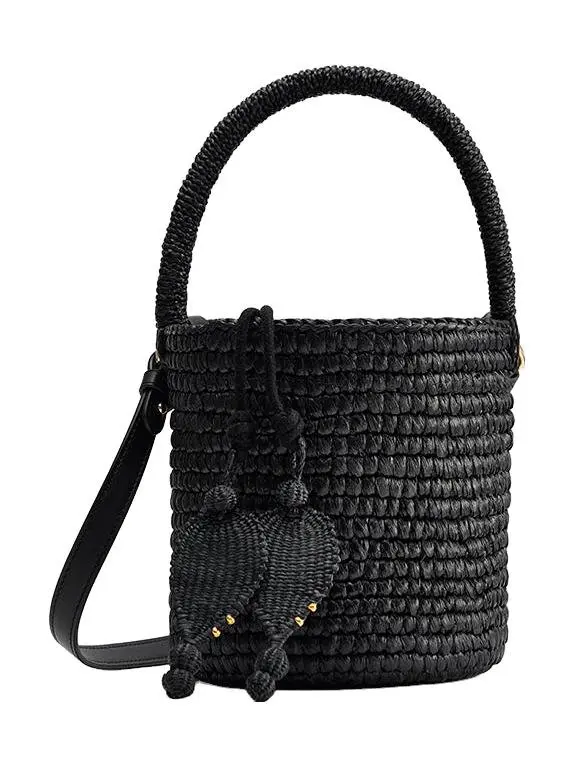 Cuyana Toquilla Straw Mini Bucket Bag - Black