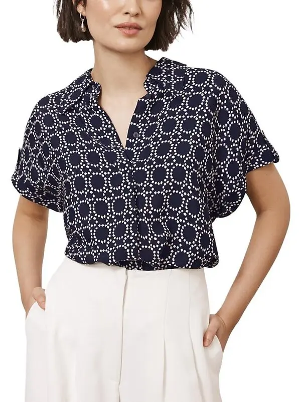 Mint Velvet Printed Resort Shirt - Navy