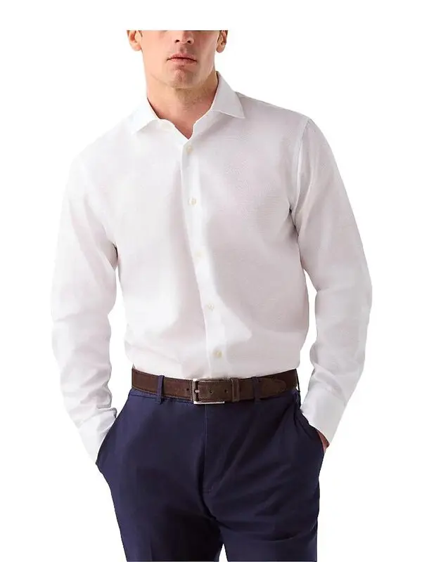 Robert Talbott Reynolds Hopsack Shirt In Classic Fit - White