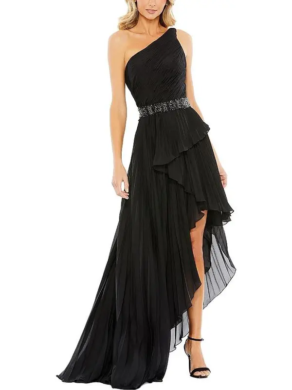 Mac Duggal Embellished Gown With Open Back And Ruffle Hem - Black