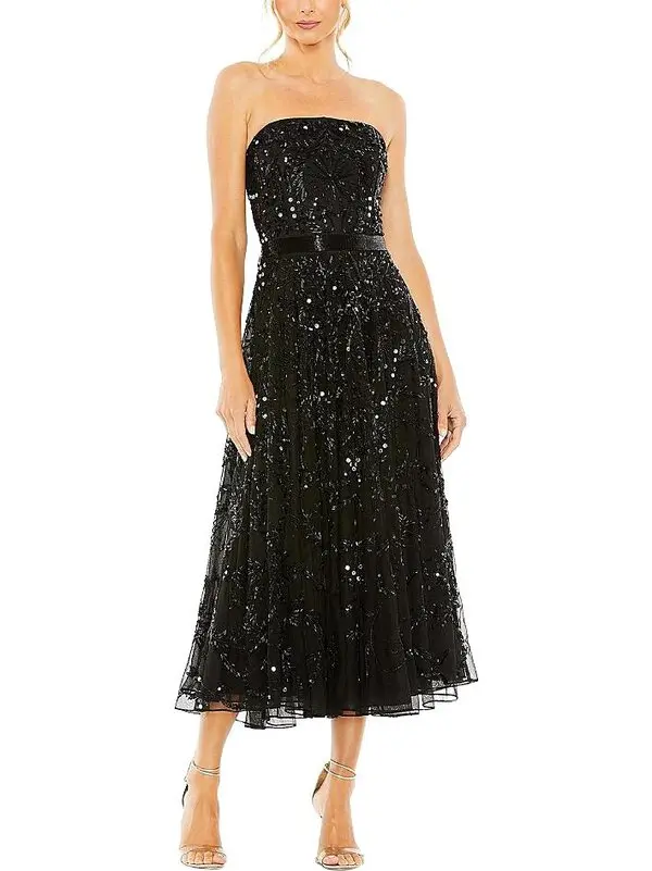 Mac Duggal Strapless Embellished A-line Dress - Black