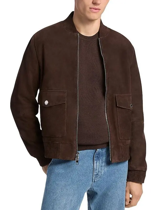 Michael Kors Suede Bomber Jacket - Chocolate