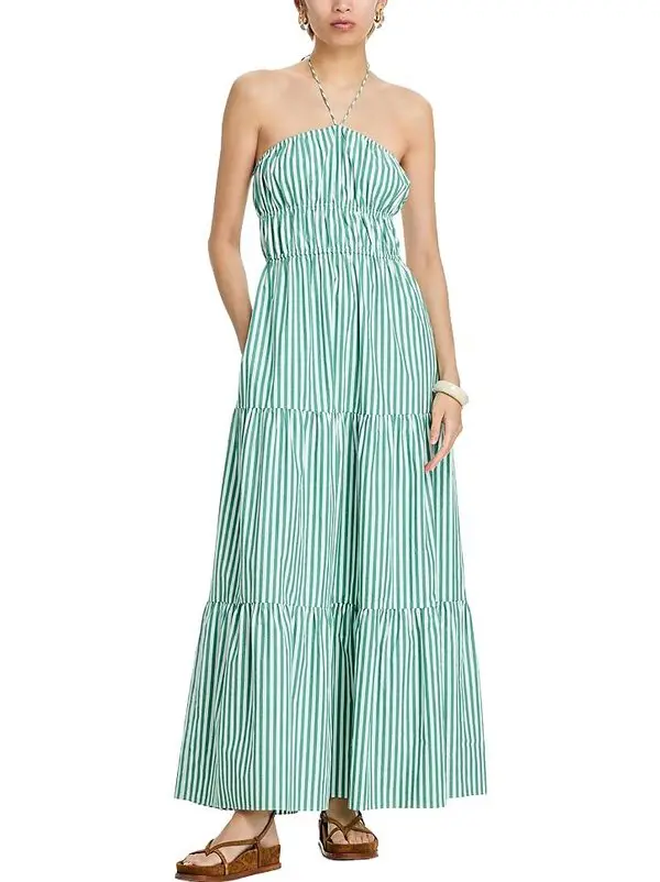Solid & Striped The Jodie Tiered Dress - Tennis Green