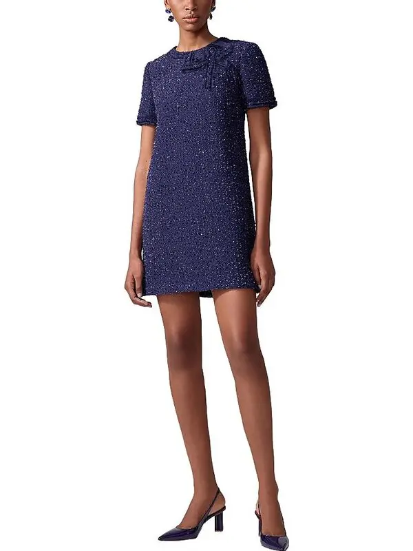 Carolina Herrera Tweed Mini Shift Dress - Midnight