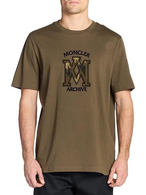 Moncler Short Sleeve Logo Graphic Tee - Medium Green