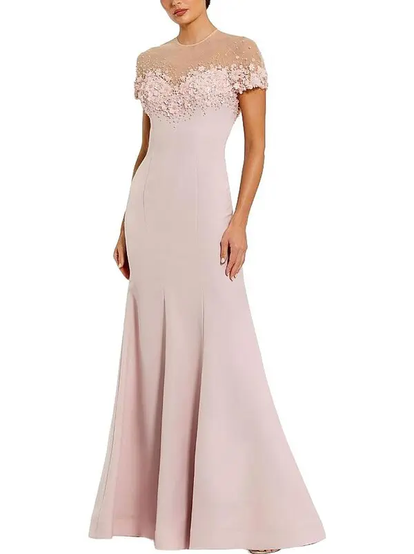 Mac Duggal Mermaid Crepe Gown - Mauve Pink