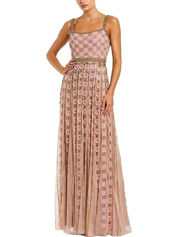 Mac Duggal Sleeveless Embellished A-line Gown - Rose