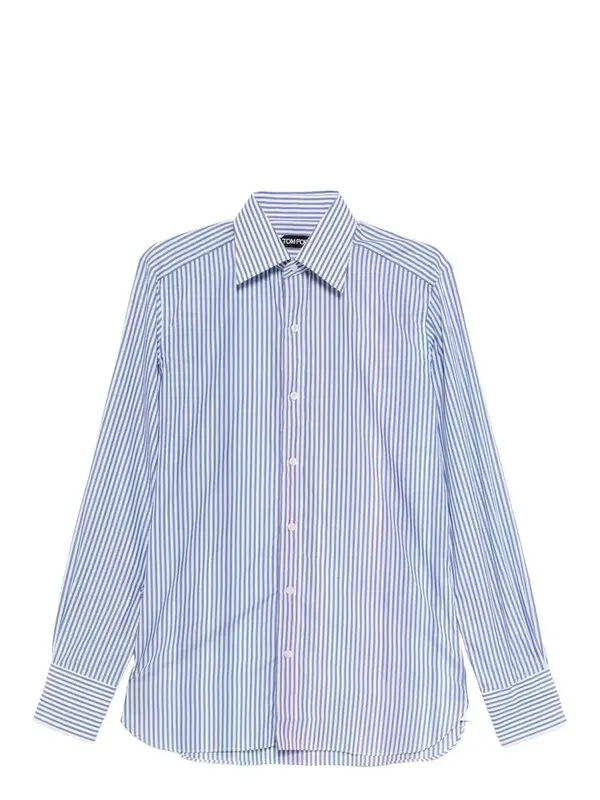 TOM FORD Cotton Stripe Shirt - Blue