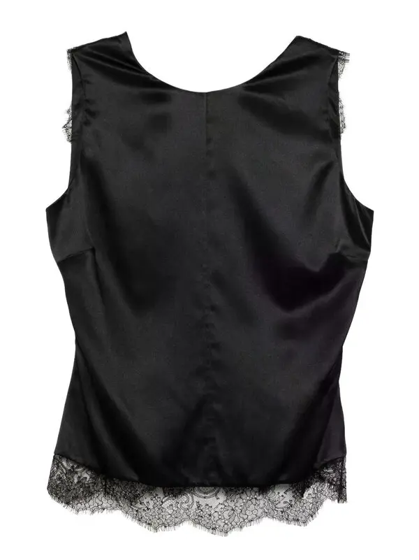 TOM FORD Lace-trimmed Satin Top - Black