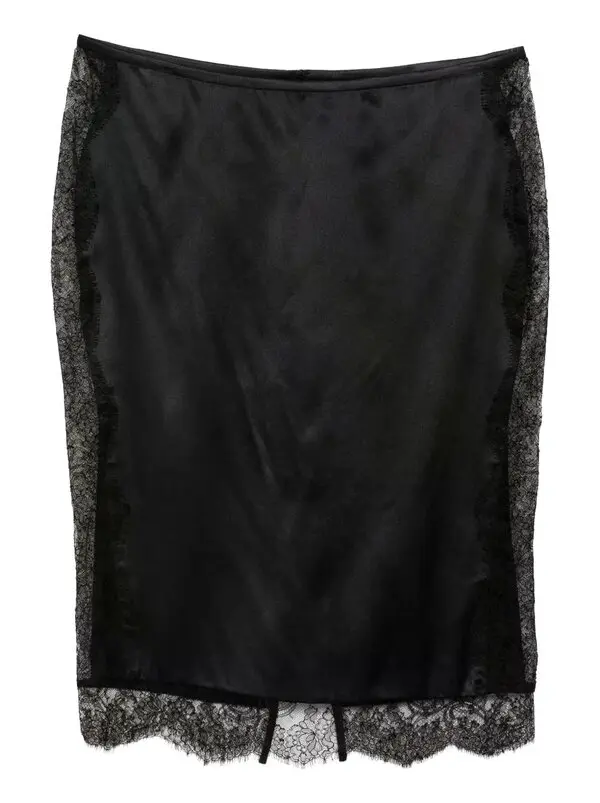 TOM FORD - Lace-Trimmed Satin Midi Skirt