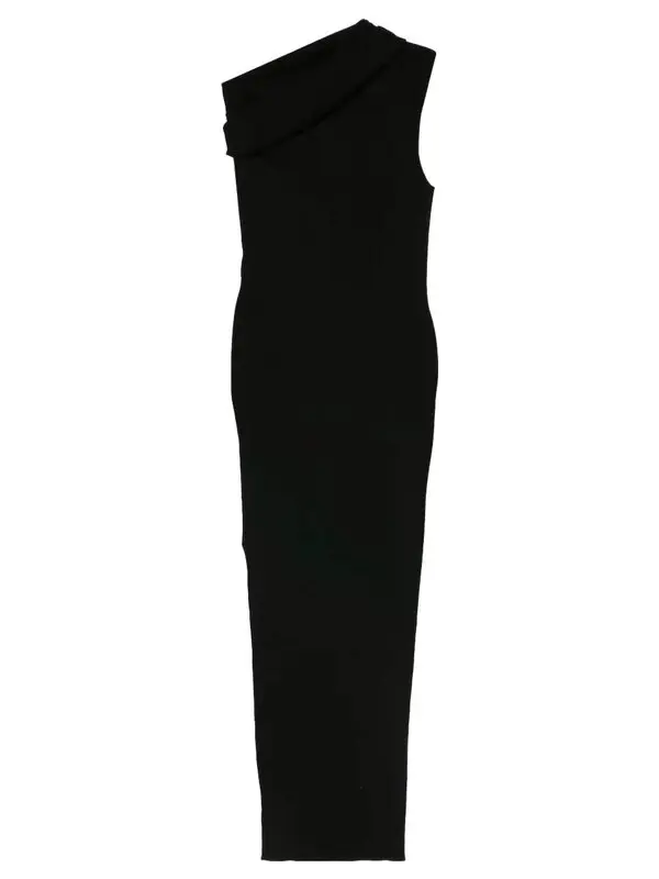 Rick Owens One-shoulder Ribbed-knit Dress - Black