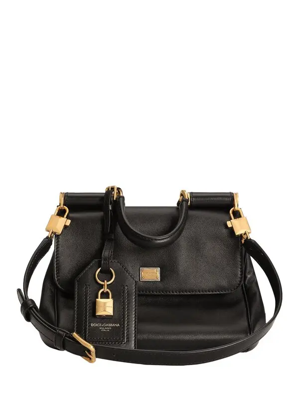 Dolce & Gabbana My Sicily Handbag In Plongé Calfskin - Black