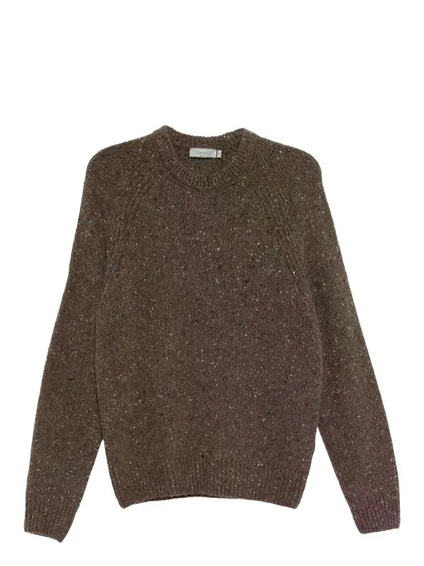 Canali Speckled Crew-neck Sweater - Brown