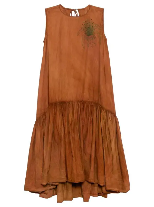 KINYAN LAM Graphic-embroidered Balloon Dress - Brown
