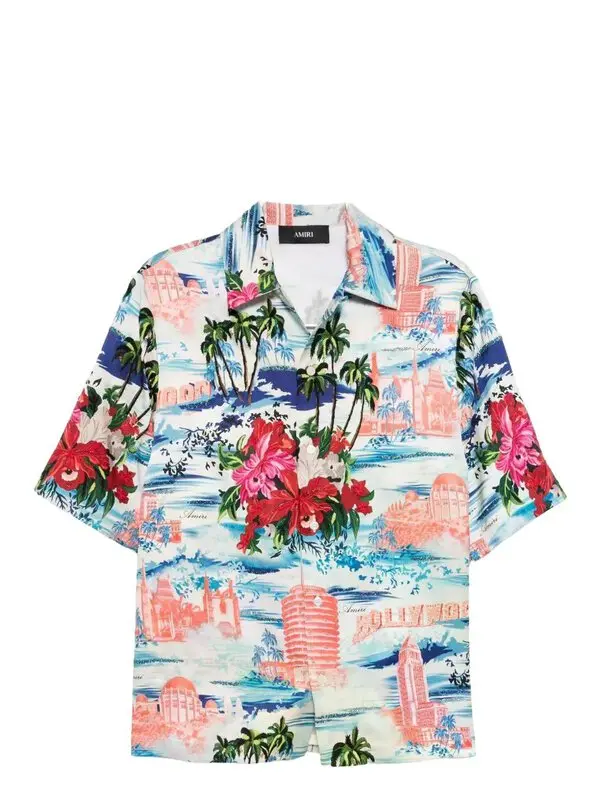 Amiri Tropical-print Short-sleeve Shirt - White