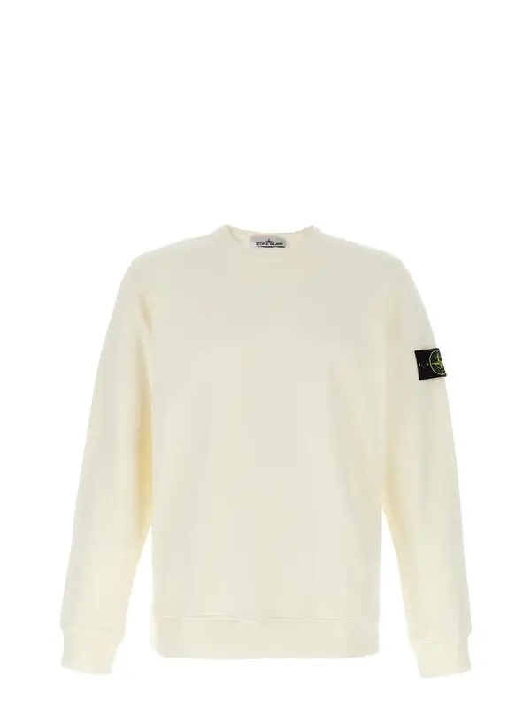 Stone Island Logo Badge Cotton Sweatshirt - White