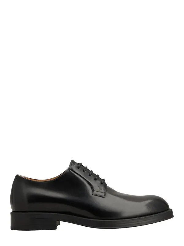 TOD'S Almond Toe Leather Derby Shoes - Black