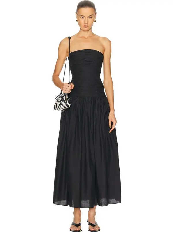 Matteau Strapless Drop Waist Dress - Black